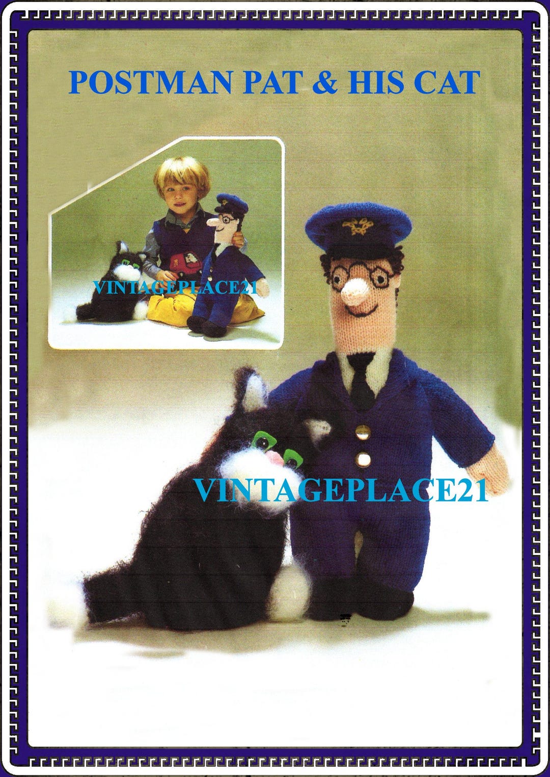Postman Pat Rag Doll and Cat Soft Toy Knitting Pattern {WATERMARKED} - Etsy