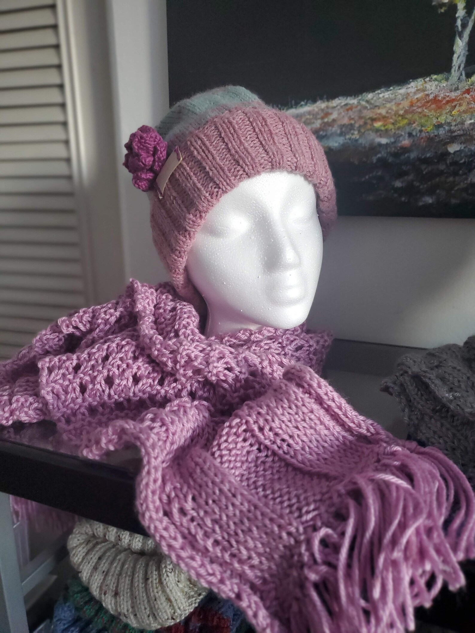 Woman's Hand Knitted Hat. My Own Design Rose Heather - Etsy