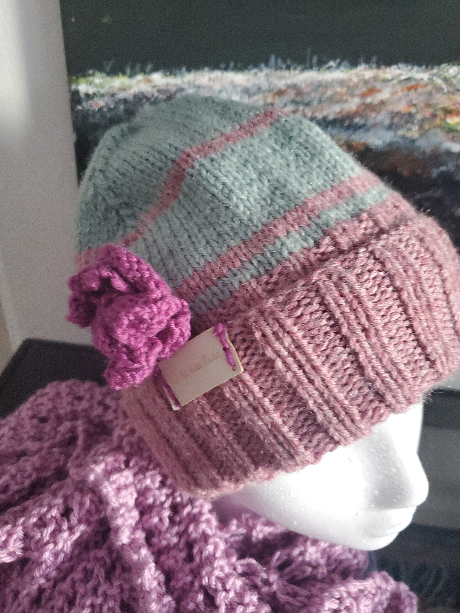 Woman's Hand Knitted Hat. My Own Design Rose Heather - Etsy