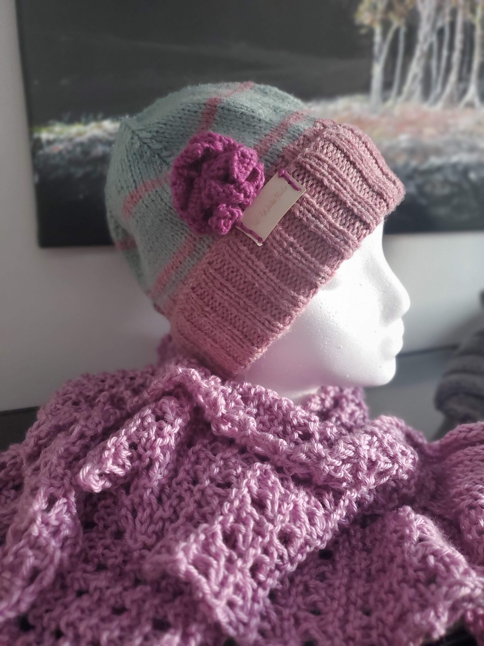 Woman's Hand Knitted Hat. My Own Design Rose Heather - Etsy