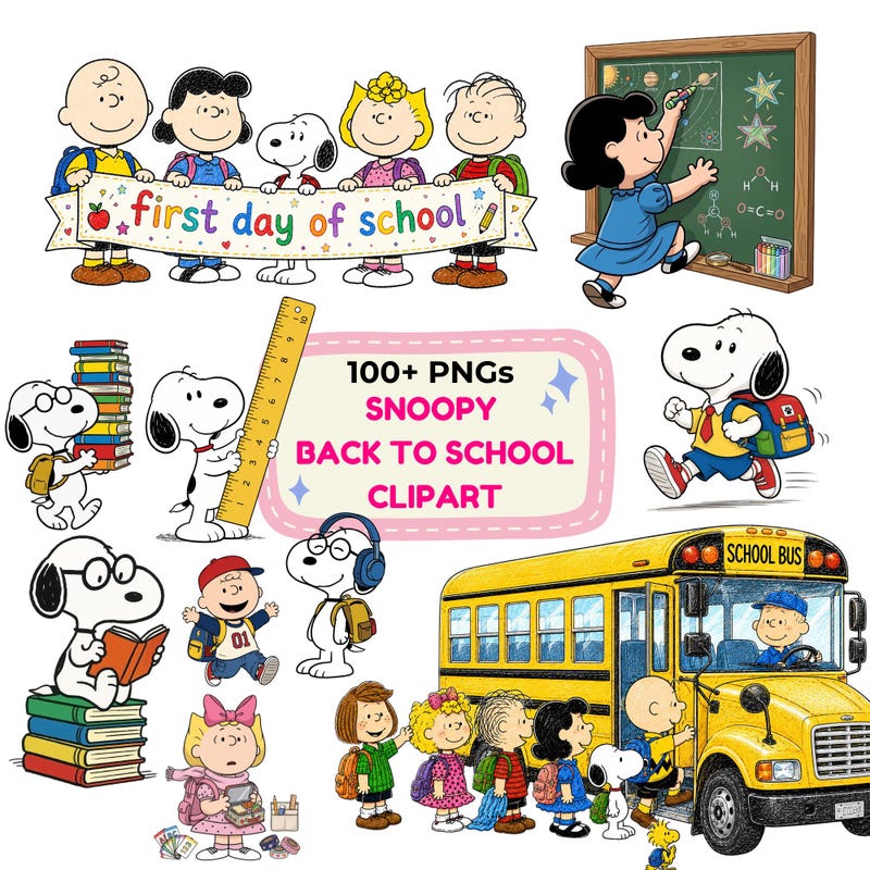 Snoopy Clipart School - Etsy