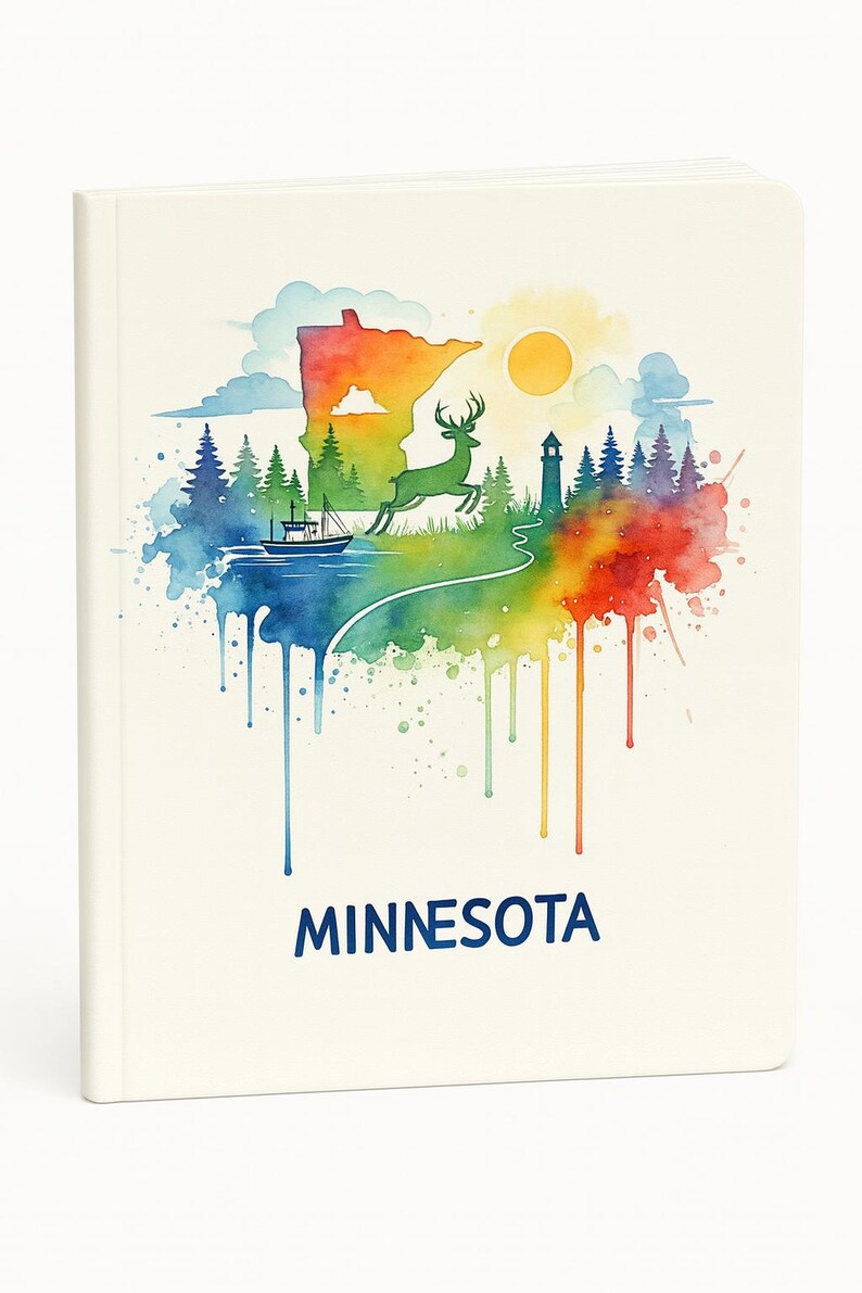 Minnesota State Digital Download Poster, MN Watercolor PNG for ...
