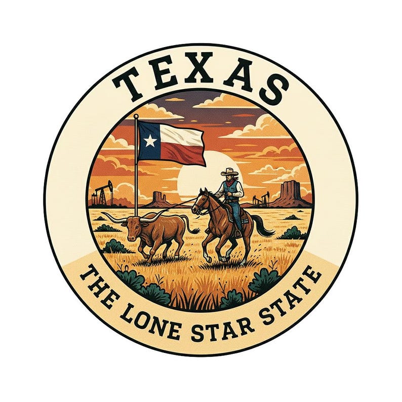 Texas Wall Art Printable Emblem Print Bundle 5 Pack Lone Star State ...