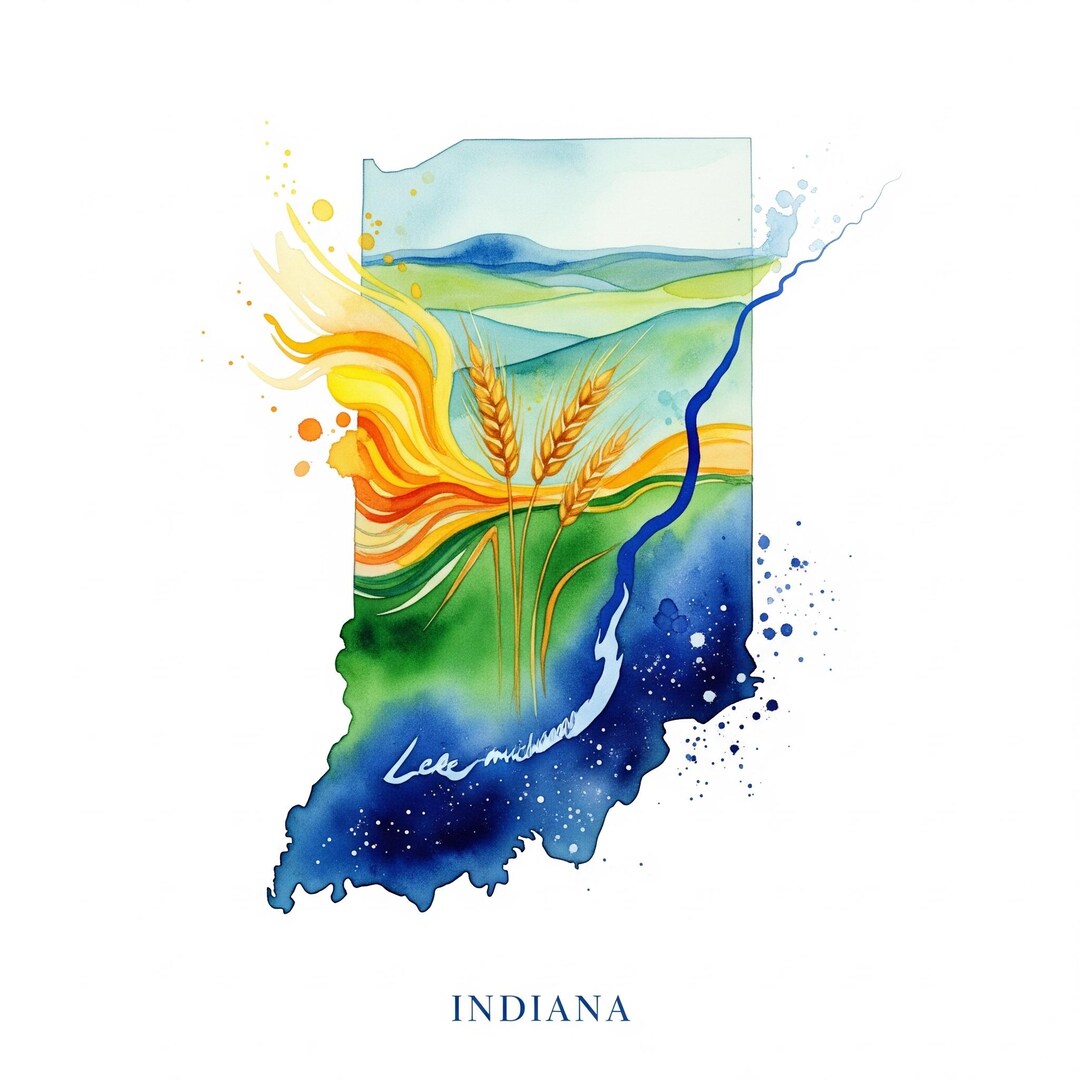 Indiana State Wall Art | Watercolor Digital Print | Midwest Home Decor ...
