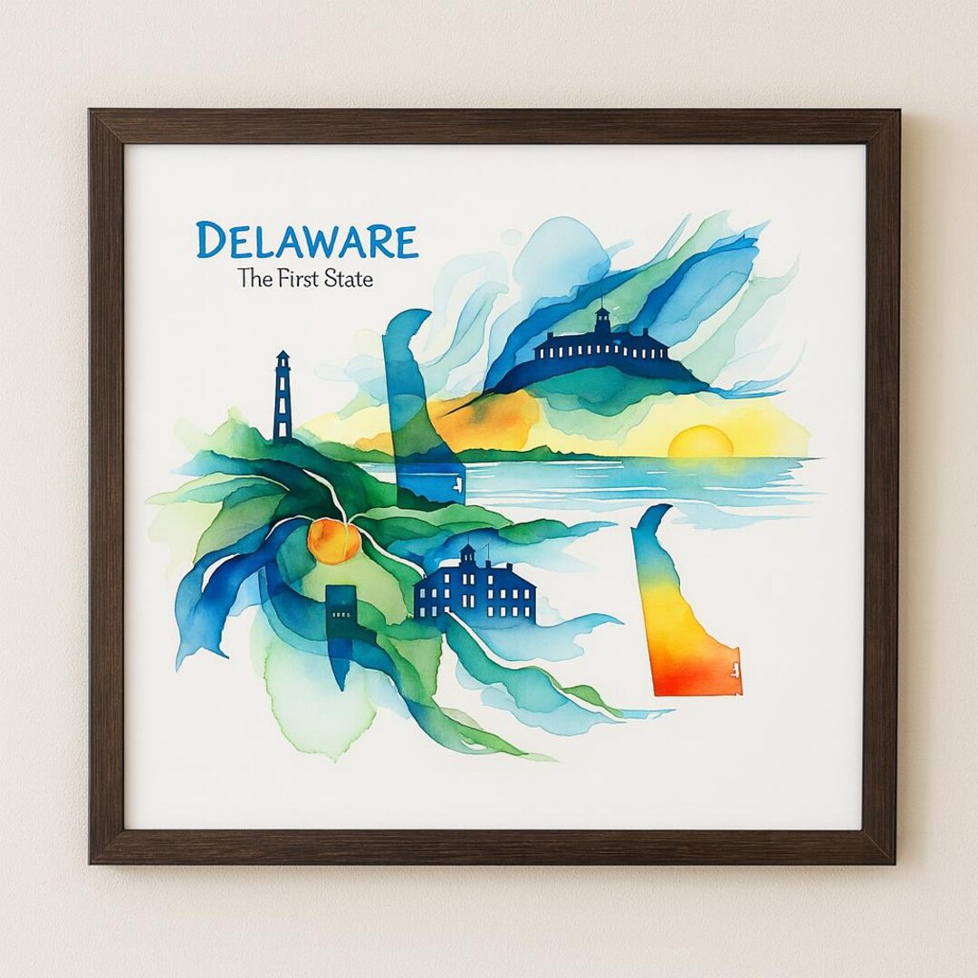 Delaware State Digital Print • Delaware Watercolor Art • First State ...