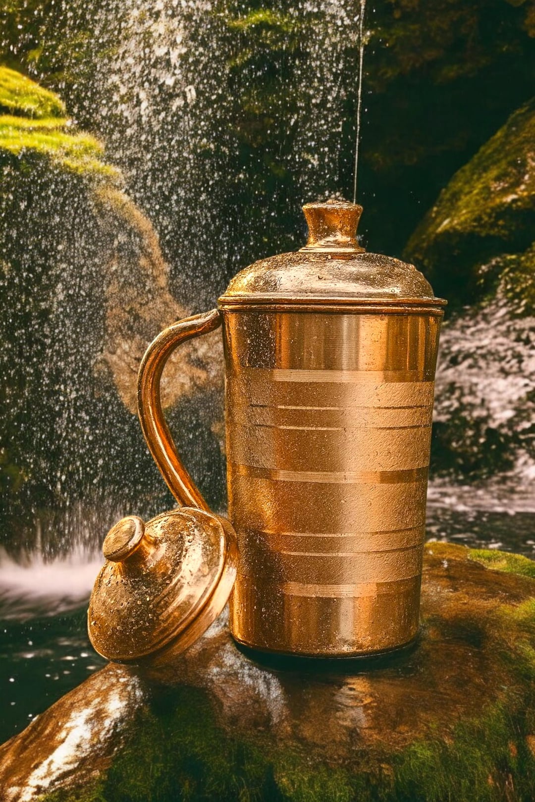 100% Pure Copper Water Pitcher Set, Handmade Copper Jug With Cups, Leak ...