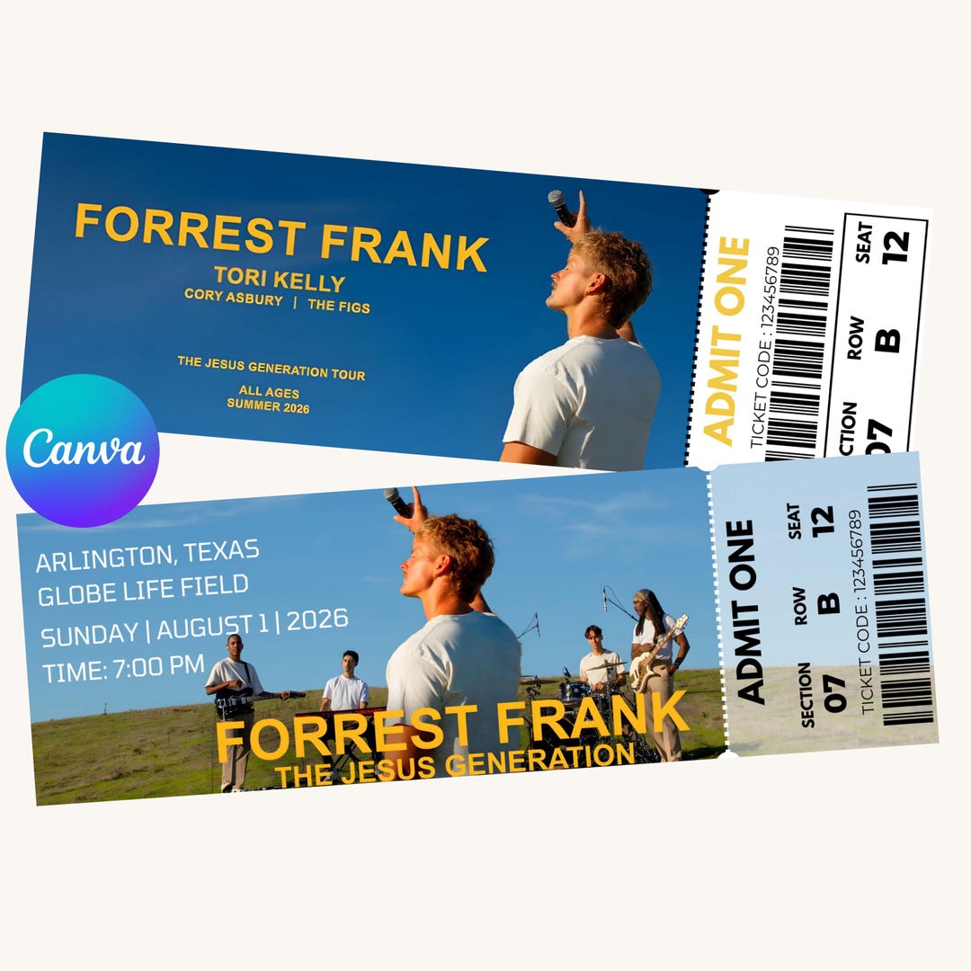 Editable Forrest Ticket 2026, Editable Concert Ticket Templates, Gift ...