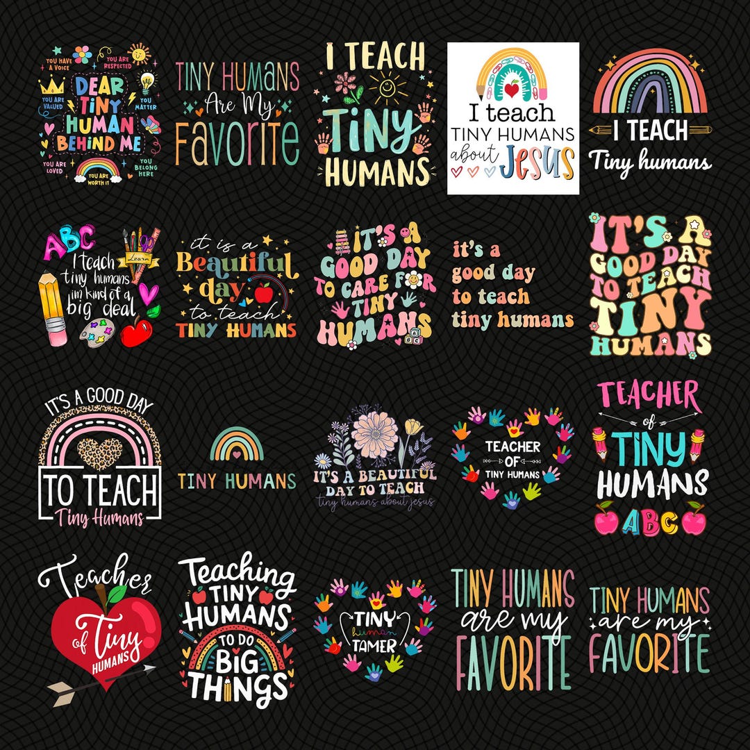 Teacher of Tiny Humans PNG Bundle, Back to School Sublimation Digital ...