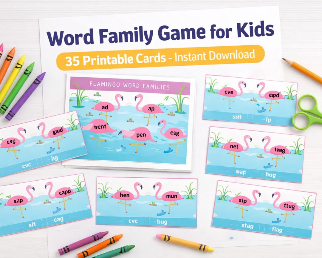Word Family Game for Kids | Phonics Activity Cards | CVC Reading Game ...