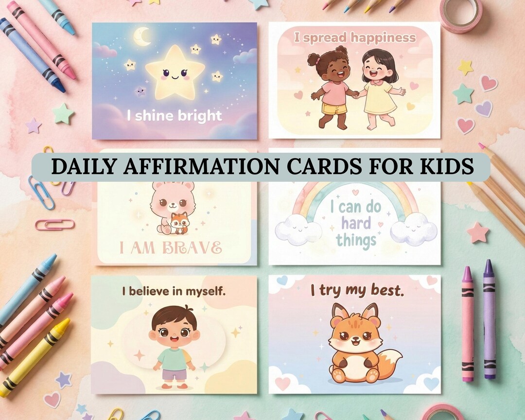 10 Positive Affirmation Cards for Kids| 5" X 3.5” Printable Flashcards ...
