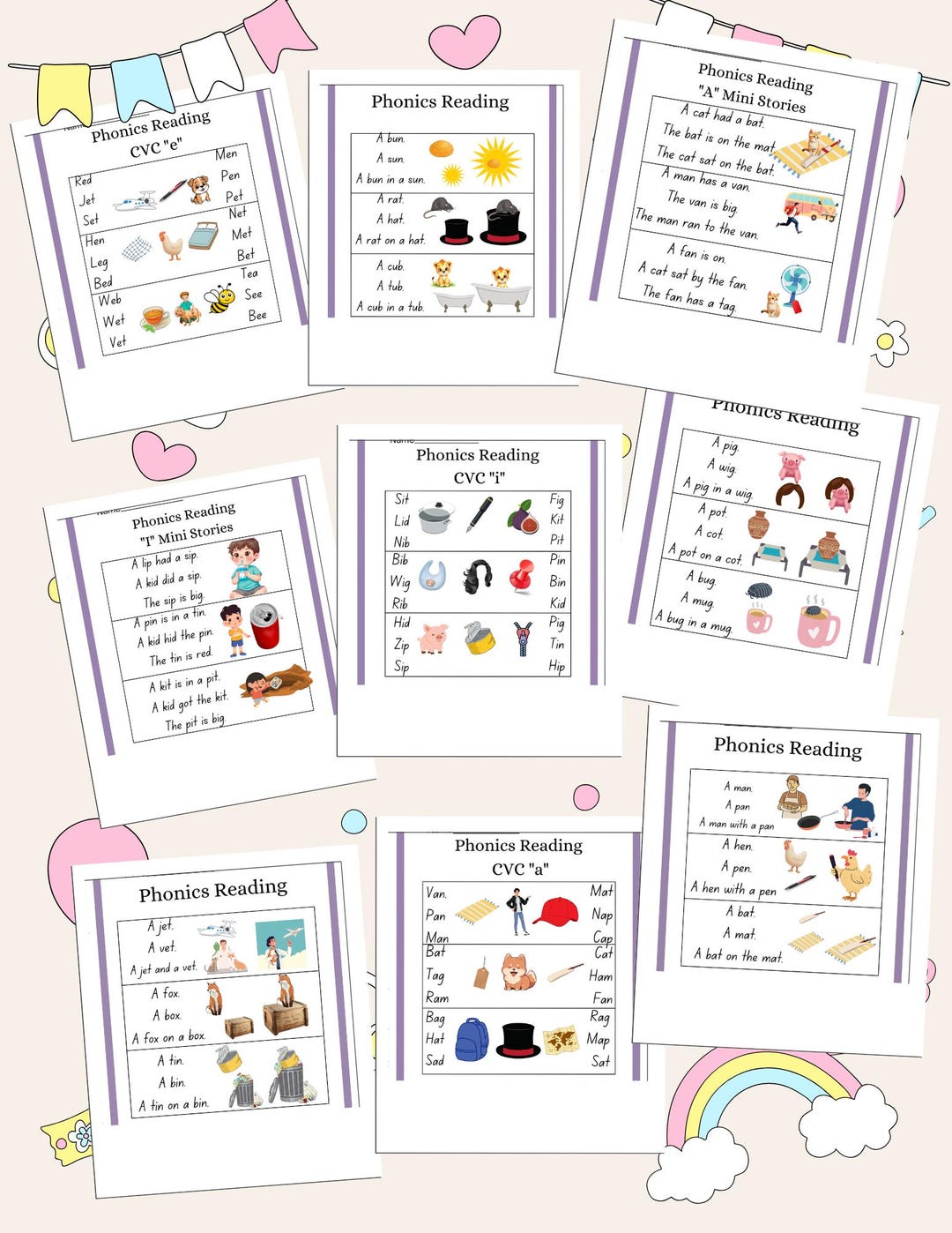 CVC Reading Comprehension Stories | Phonics Workbook | Kindergarten and ...