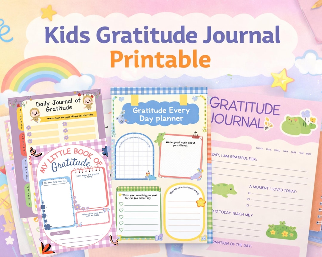 Kids Gratitude Journal Printable, Positive Mindset Workbook, Digital ...