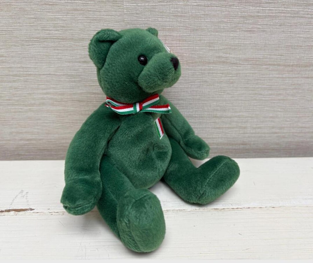 Ty Beanie Babies Green Teddy Bear Basilico Brazil Flag June 9th 2006 ...