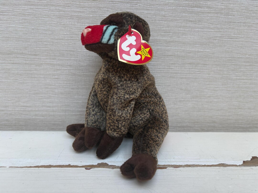 TY Beanie Baby Cheeks Monkey Baboon 1999 Vintage Soft Toy Plush With ...