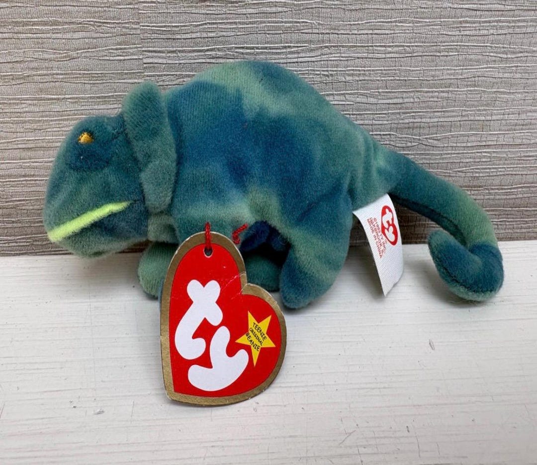 Iggy the Iguana TY Teenie Beanie Babies Soft Toy Plush Beanie 1993 With ...