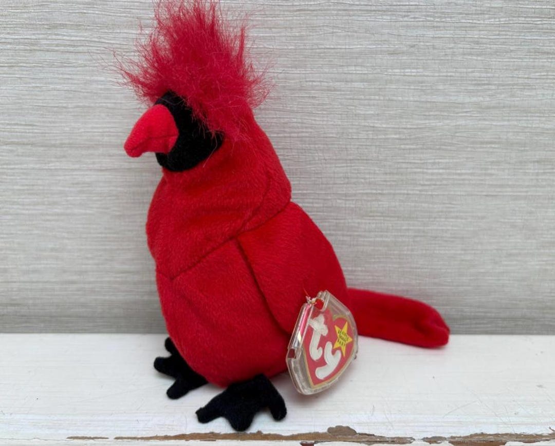 Vintage TY Beanie Baby - Mac the Cardinal Plush With Tag - Etsy