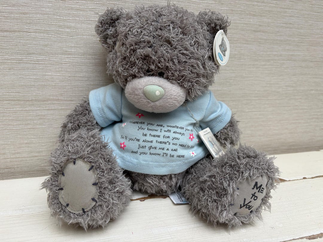 Tatty Grey Teddy Bear Blue Nose Soft Toy Plush - Be There for You - 9 ...