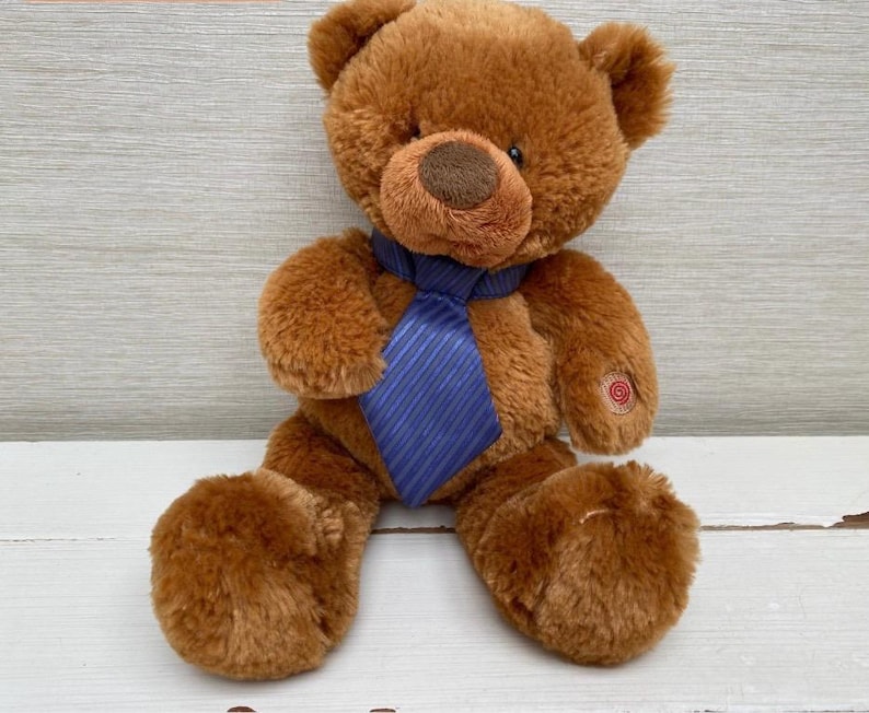 Gund Plush Teddy Bear Andrew With Blue Tie 4033234 Stuffed Animal 11 ...