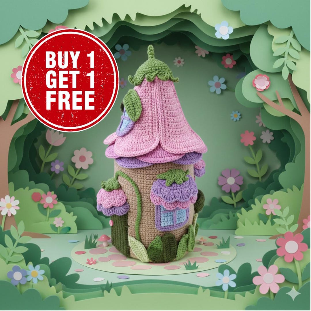 Floral Fairy House Crochet Pattern PDF, Amigurumi Fairy Cottage With ...