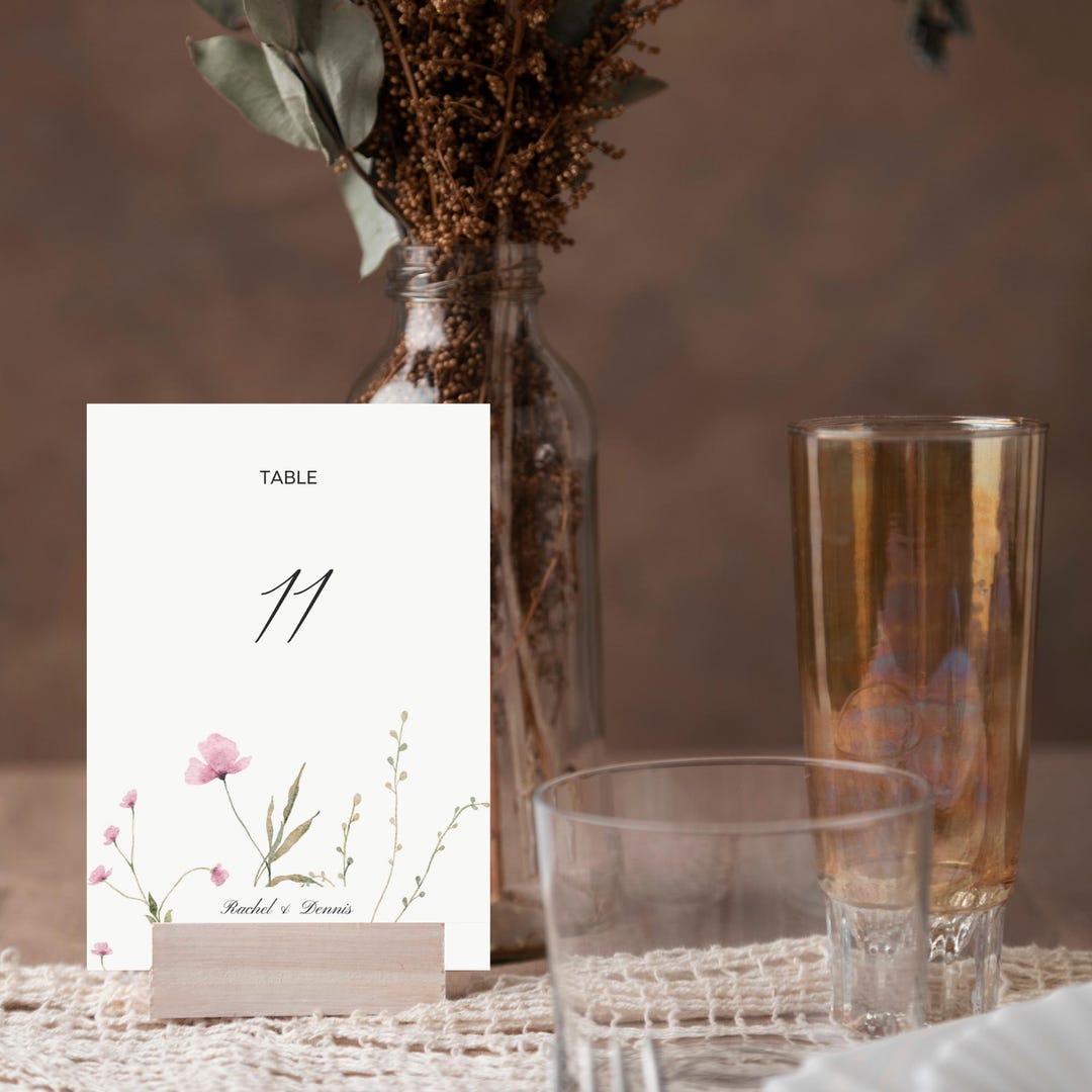 Floral Wedding Table Numbers: Rustic Boho DIY Canva Template (digital ...