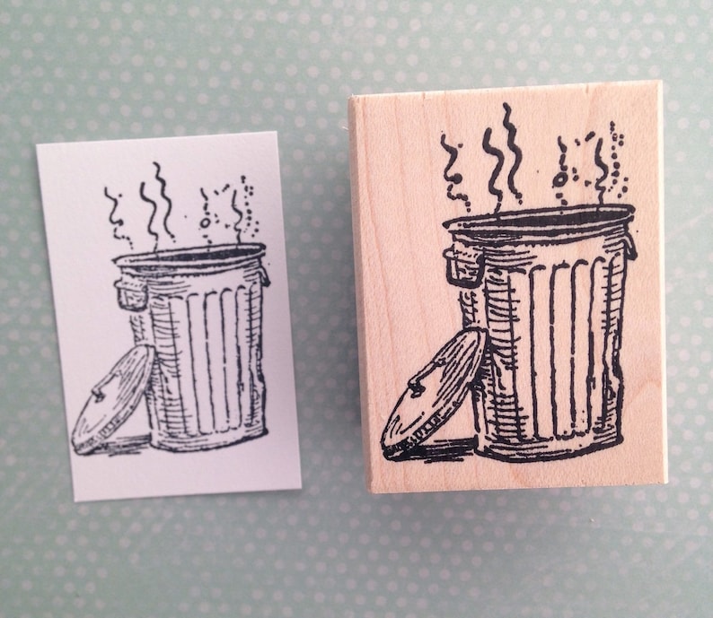 Smelly Trash Can Wood Mounted Rubber Stamp 3255 - Etsy