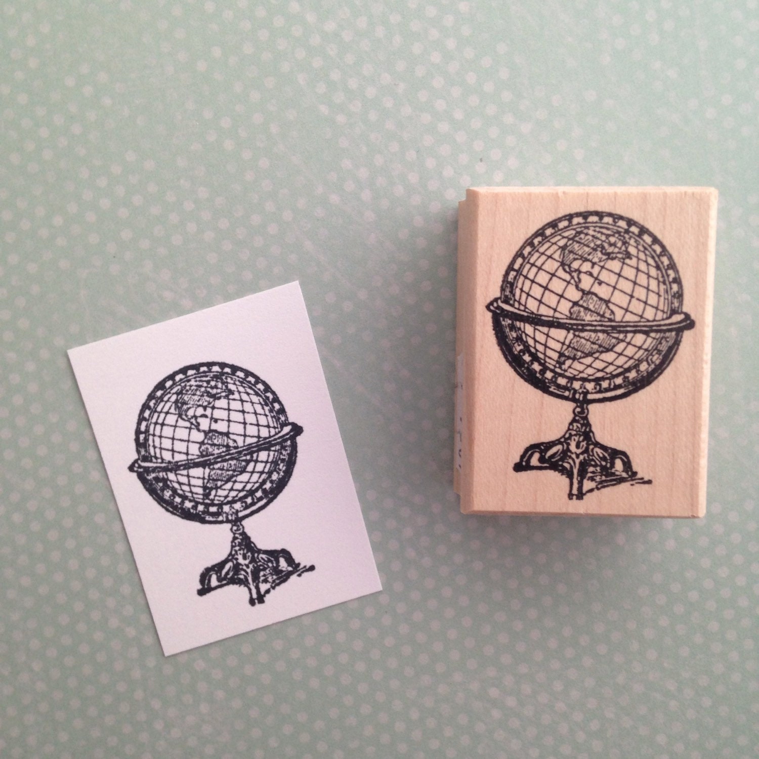 Globe Rubber Stamp 5307 - Etsy