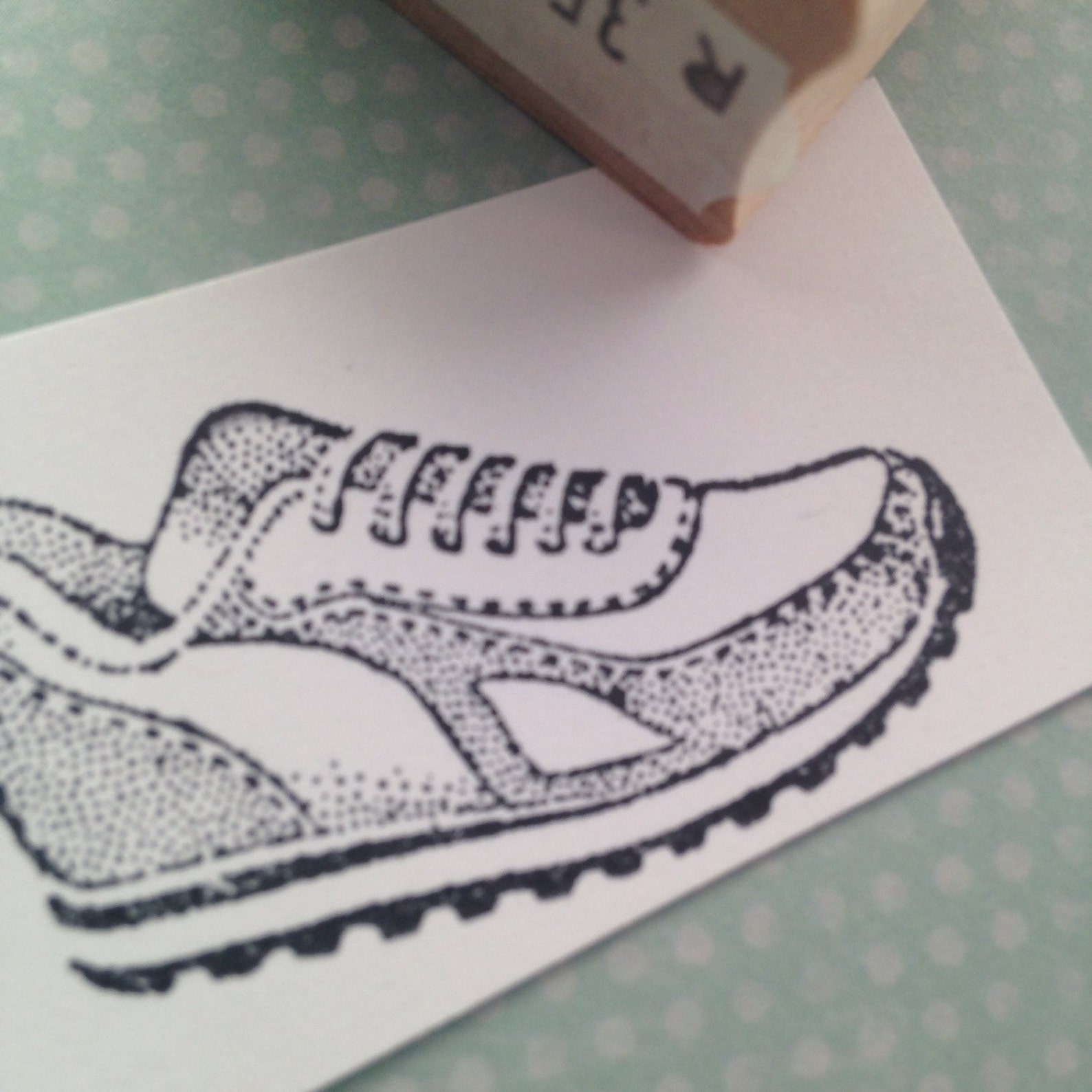 Retro Running Shoe Wood Mounted Rubber Stamp 3576 | Etsy