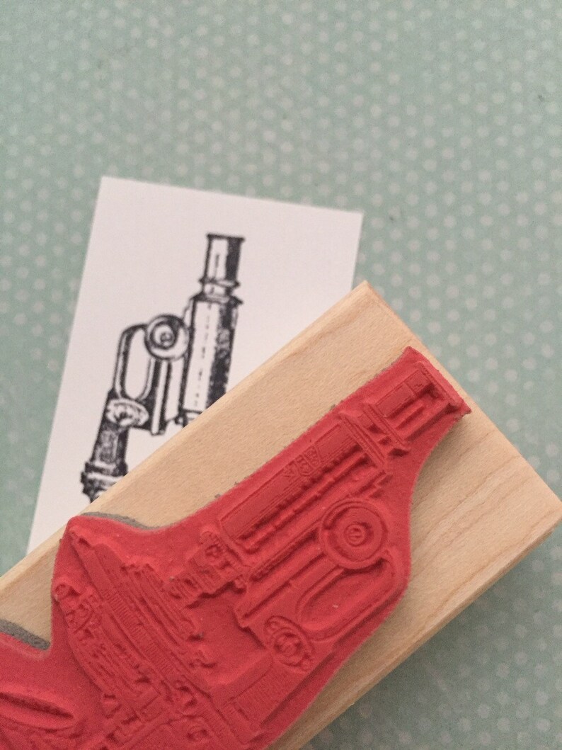Microscope Science Lab Wood Mounted Rubber Stamp Supply for | Etsy