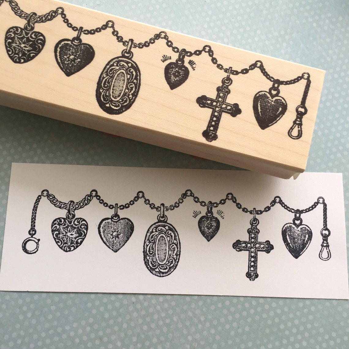 Locket Chain Wood Mounted Rubber Stamp 5626 - Etsy