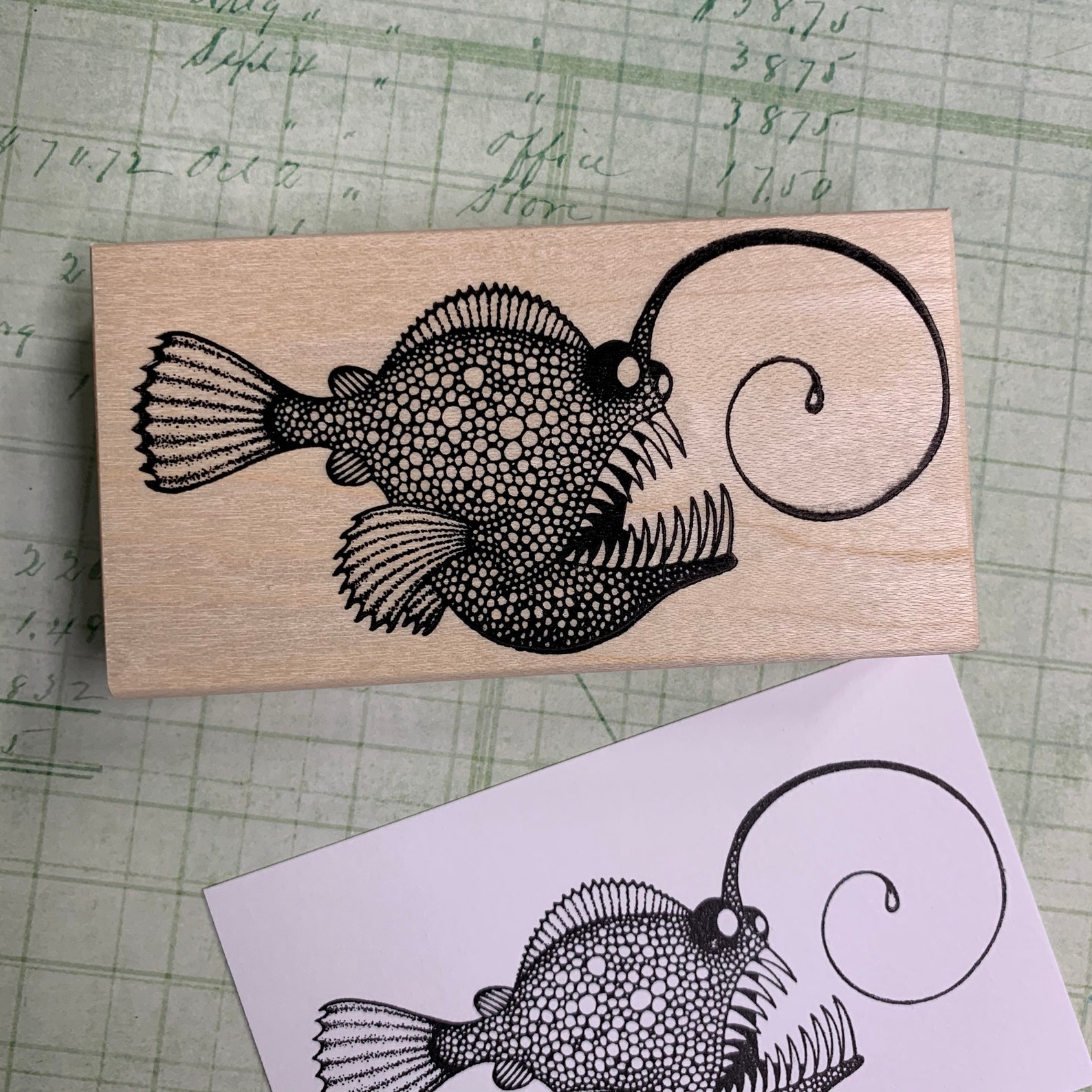 Angler Fish Rubber Stamp | Etsy