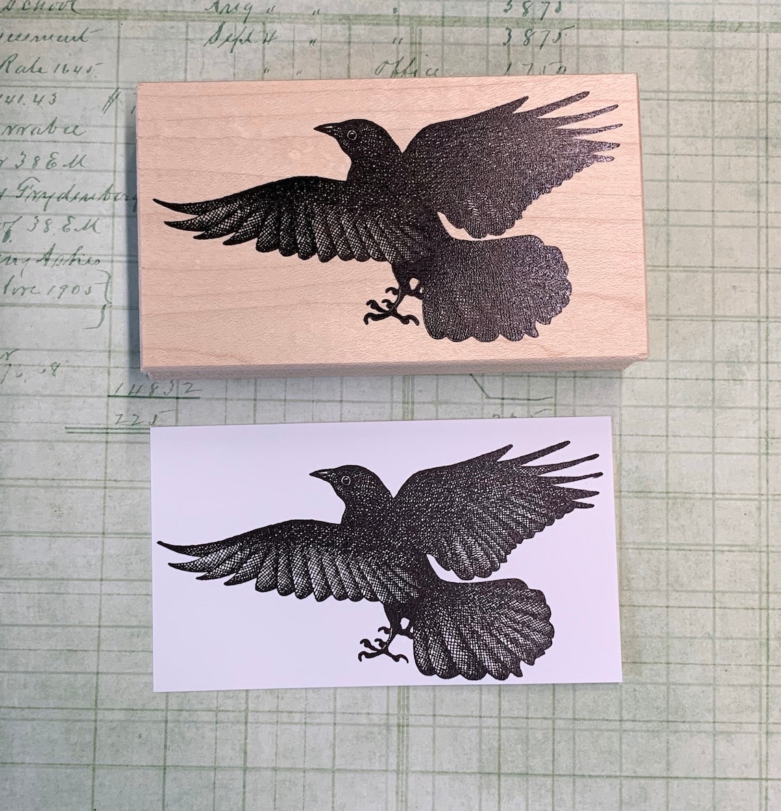 Flying Crow Rubber Stamp | Etsy