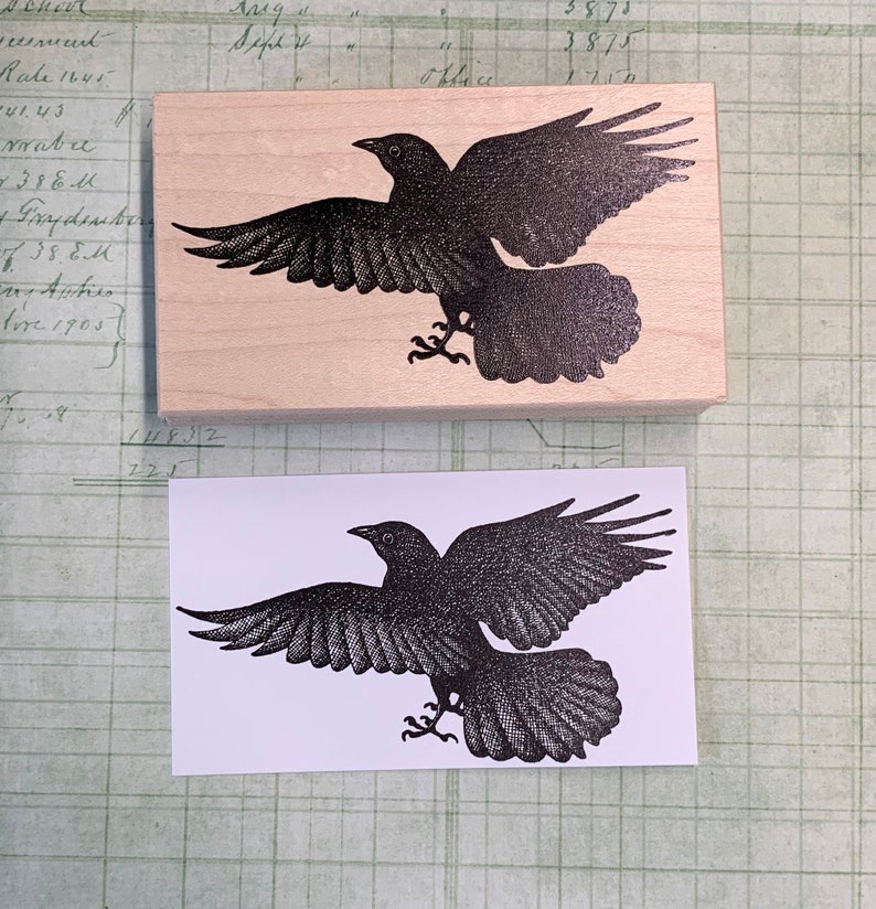 Flying Crow Rubber Stamp - Etsy