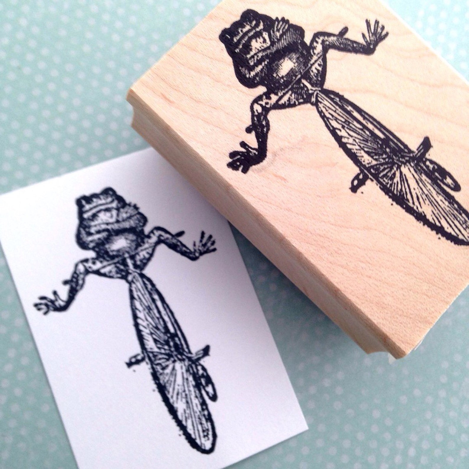Toad on Bike Wood Mounted Rubber Stamp 4353 | Etsy