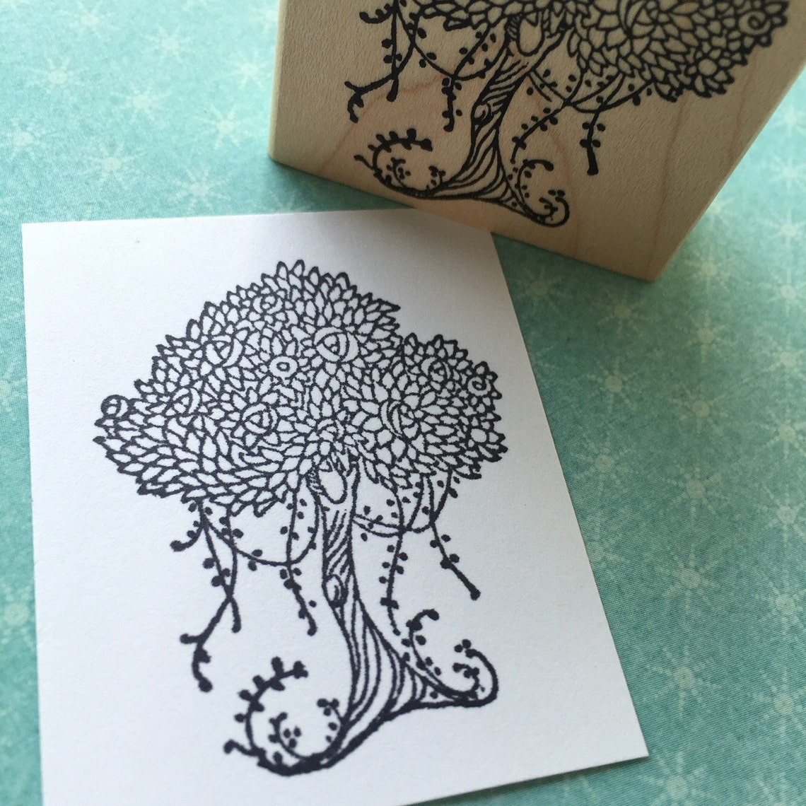 Stylized Tree Rubber Stamp 3077 - Etsy