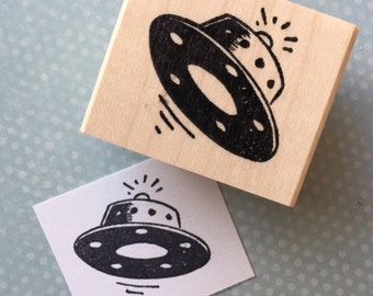 UFO Alien Visitors Rubber Stamp - Etsy