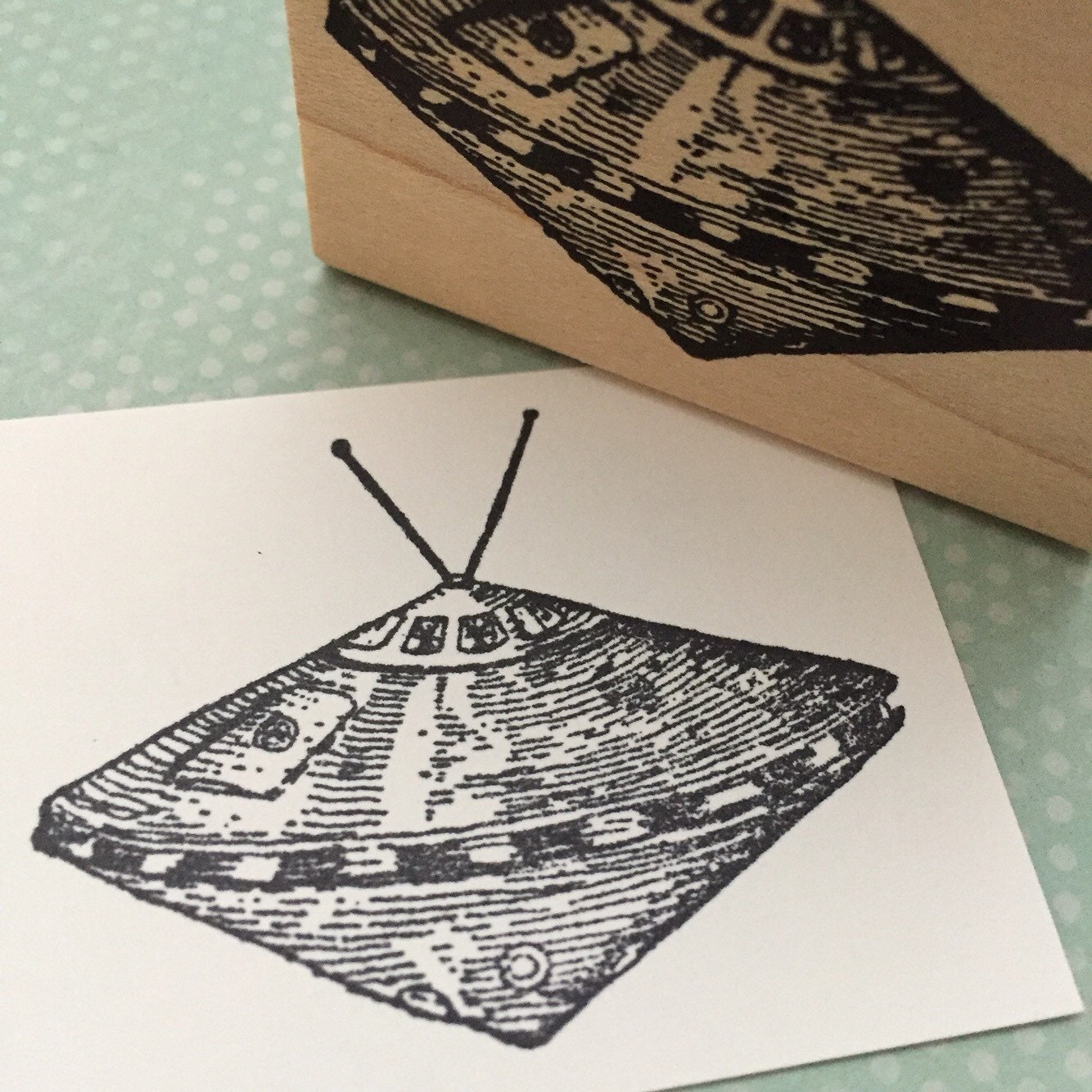 Flying Alien Spaceship Rubber Stamp 6443 - Etsy