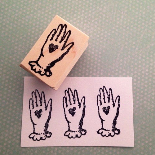 Small Heart in Hand Mounted Rubber Stamp - Etsy