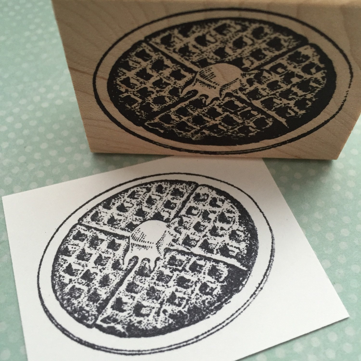 Buttered Waffle Rubber Stamp 3769 - Etsy