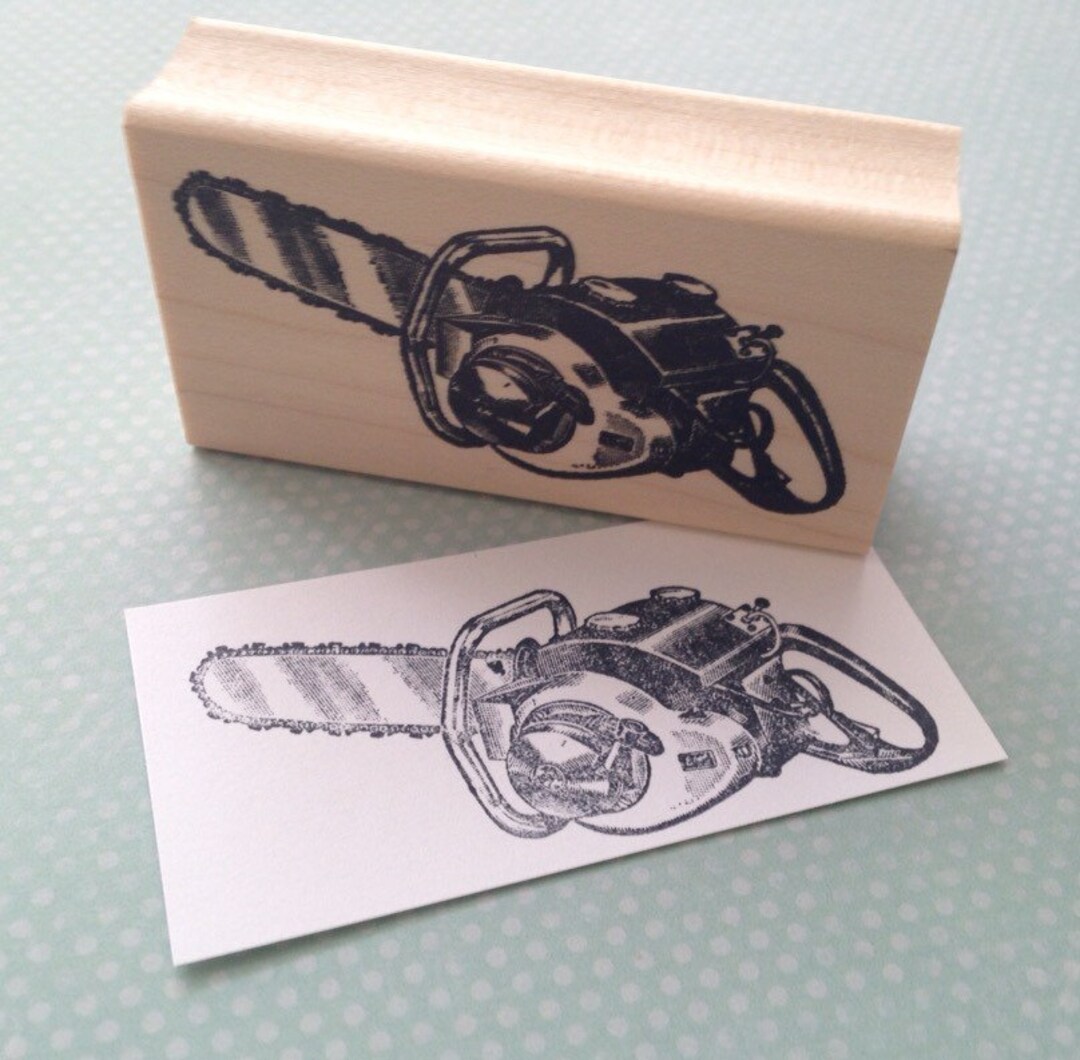 Chain Saw Mounted Rubber Stamp 4293 - Etsy