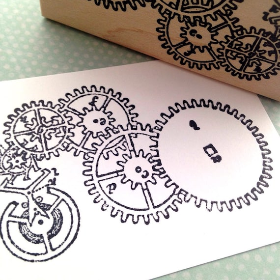 Steampunk Gears Mounted Rubber Stamp 5365 - Etsy