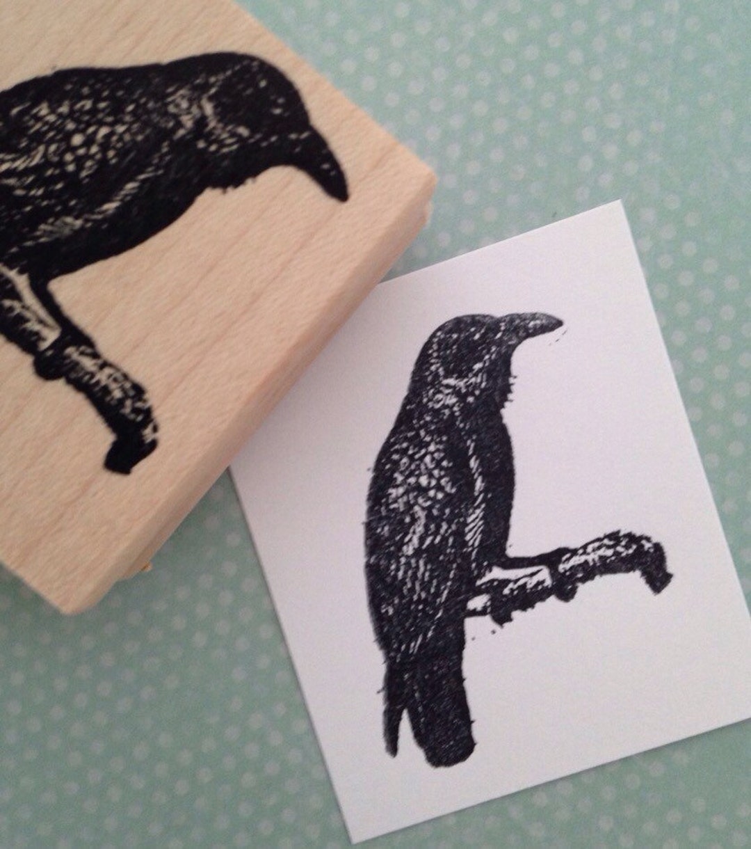 Raven on Branch Rubber Stamp 3863 - Etsy