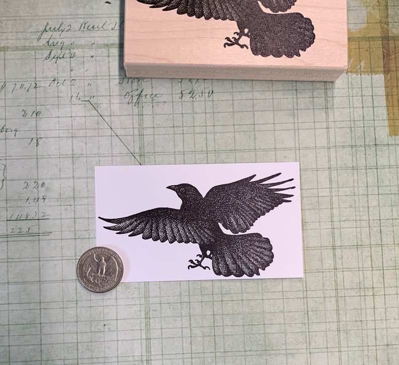 Flying Crow Rubber Stamp | Etsy
