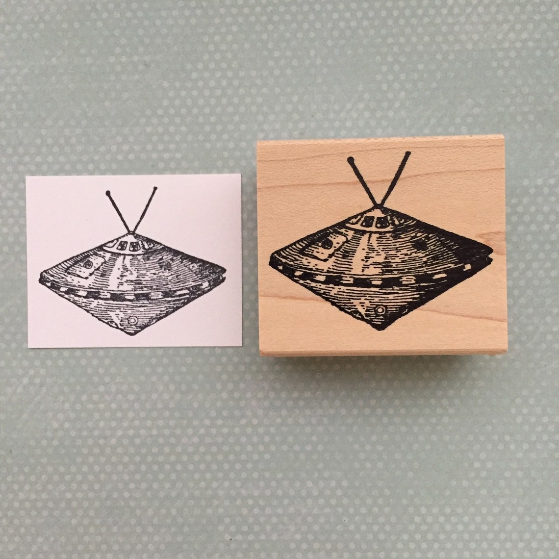 Flying Alien Spaceship Rubber Stamp 6443 | Etsy