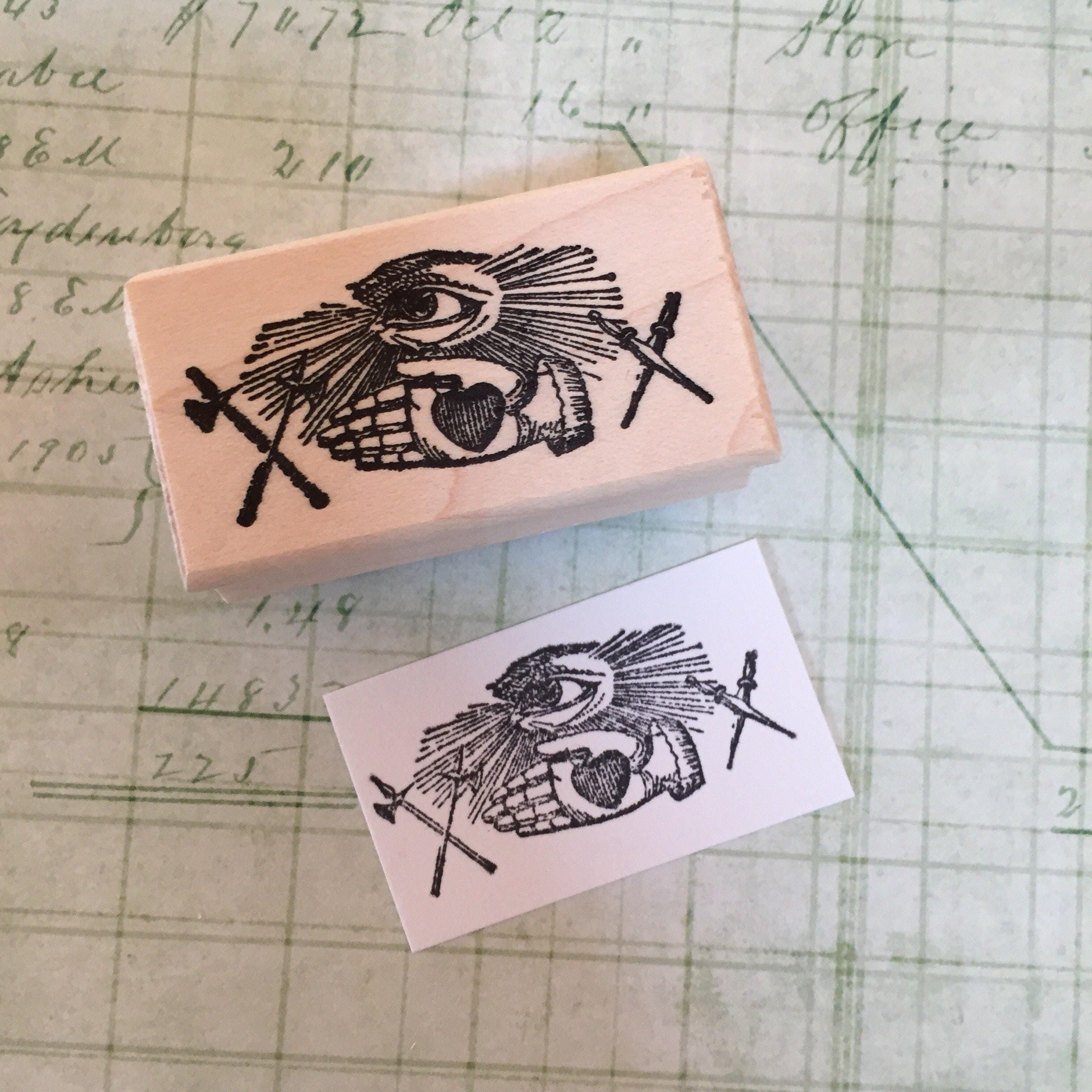 All Seeing Eye With Swords and Heart Hand Rubber Stamp - Etsy