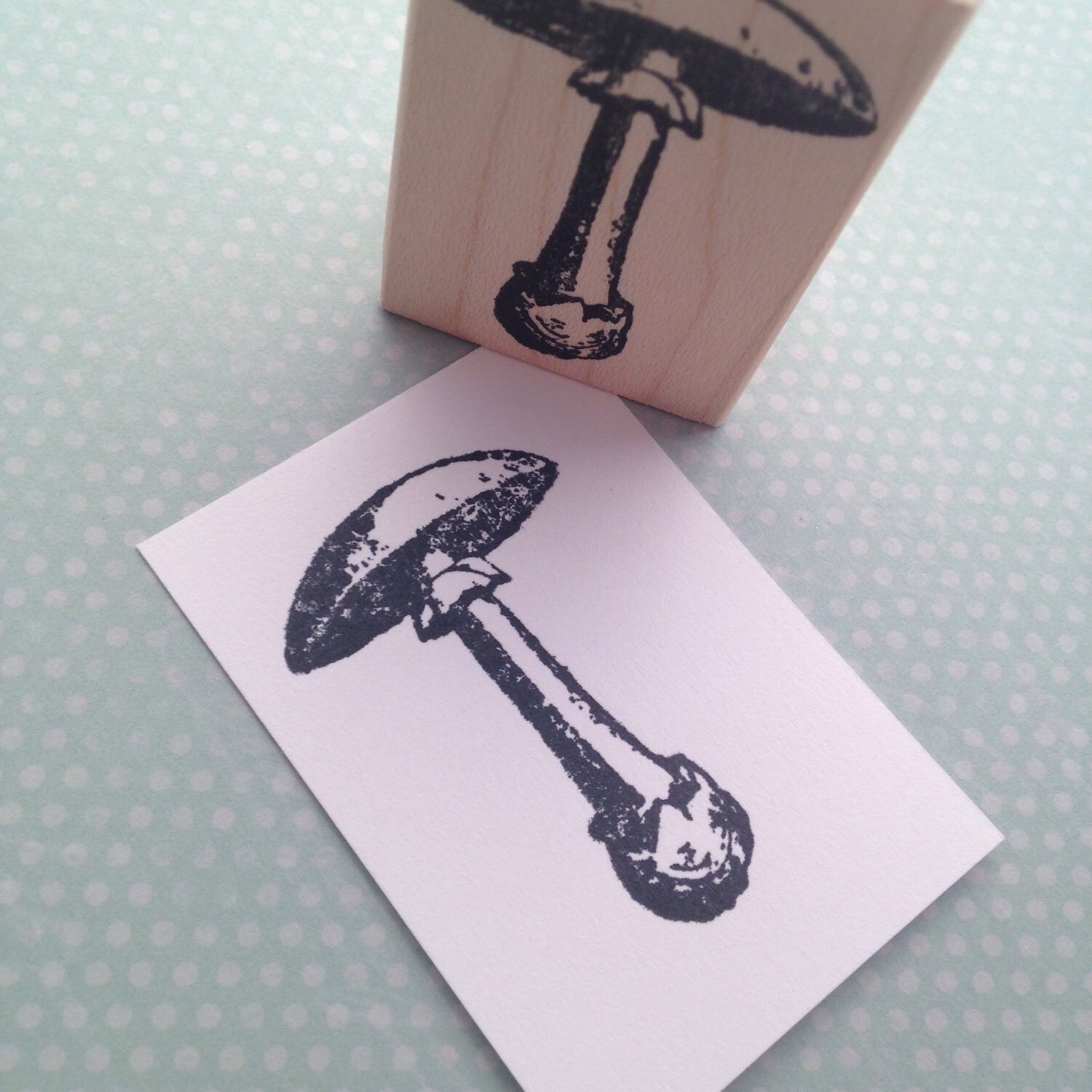 Mushroom Stamp Wood Mounted Rubber Stamp 5415 | Etsy