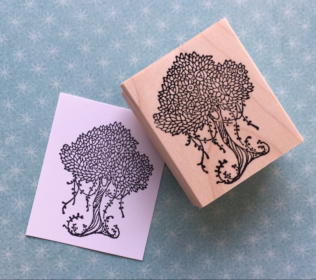 Stylized Tree Rubber Stamp 3077 - Etsy