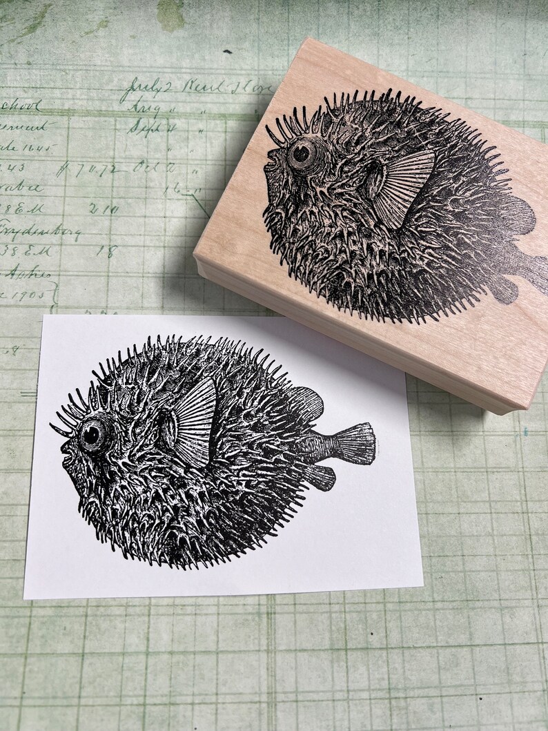 Inflated Porcupine Puffer Fish Rubber Stamp 4236 - Etsy