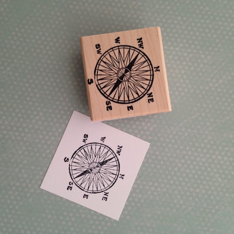 Basic Compass Rubber Stamp 1390 | Etsy
