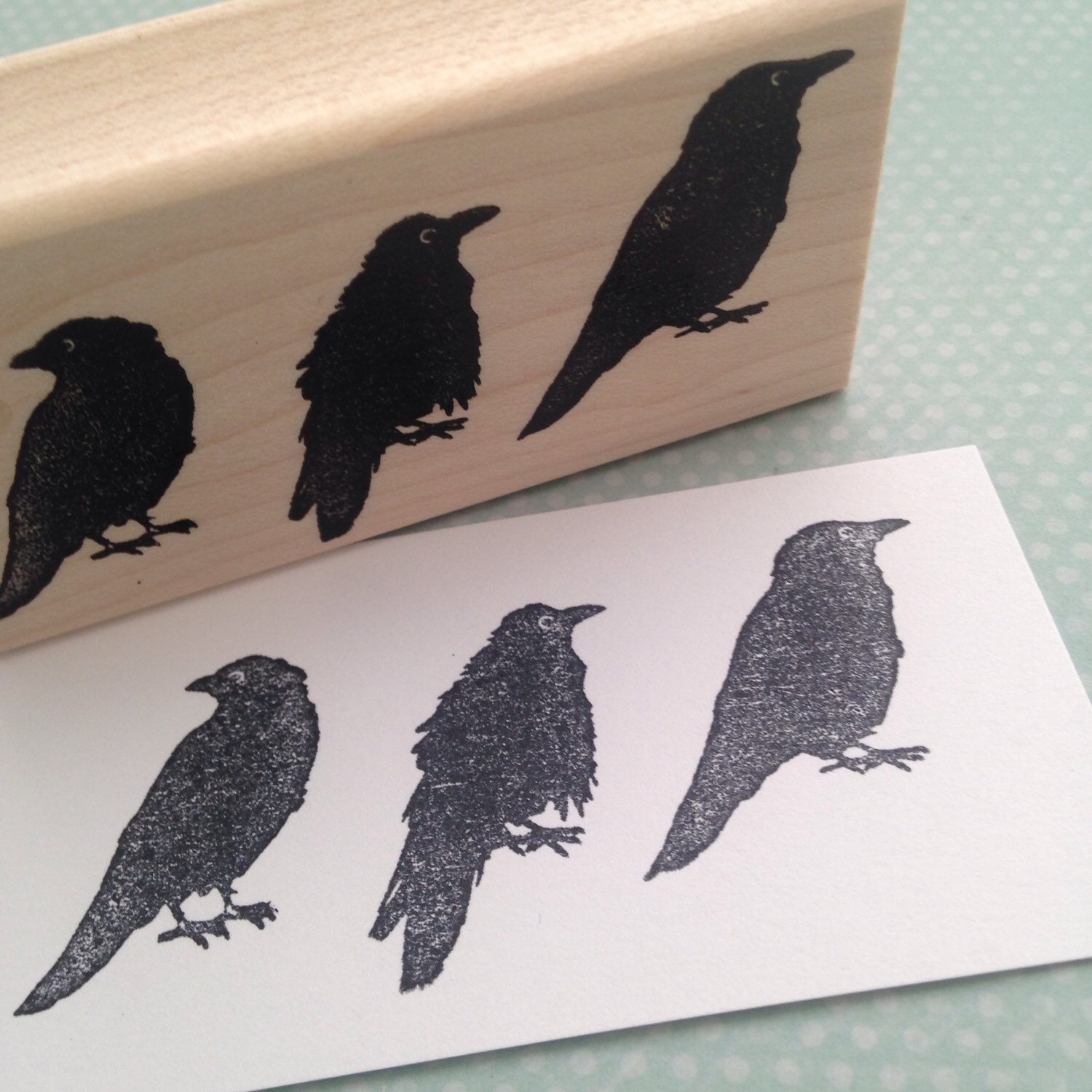 Three Ravens Rubber Stamp | Etsy