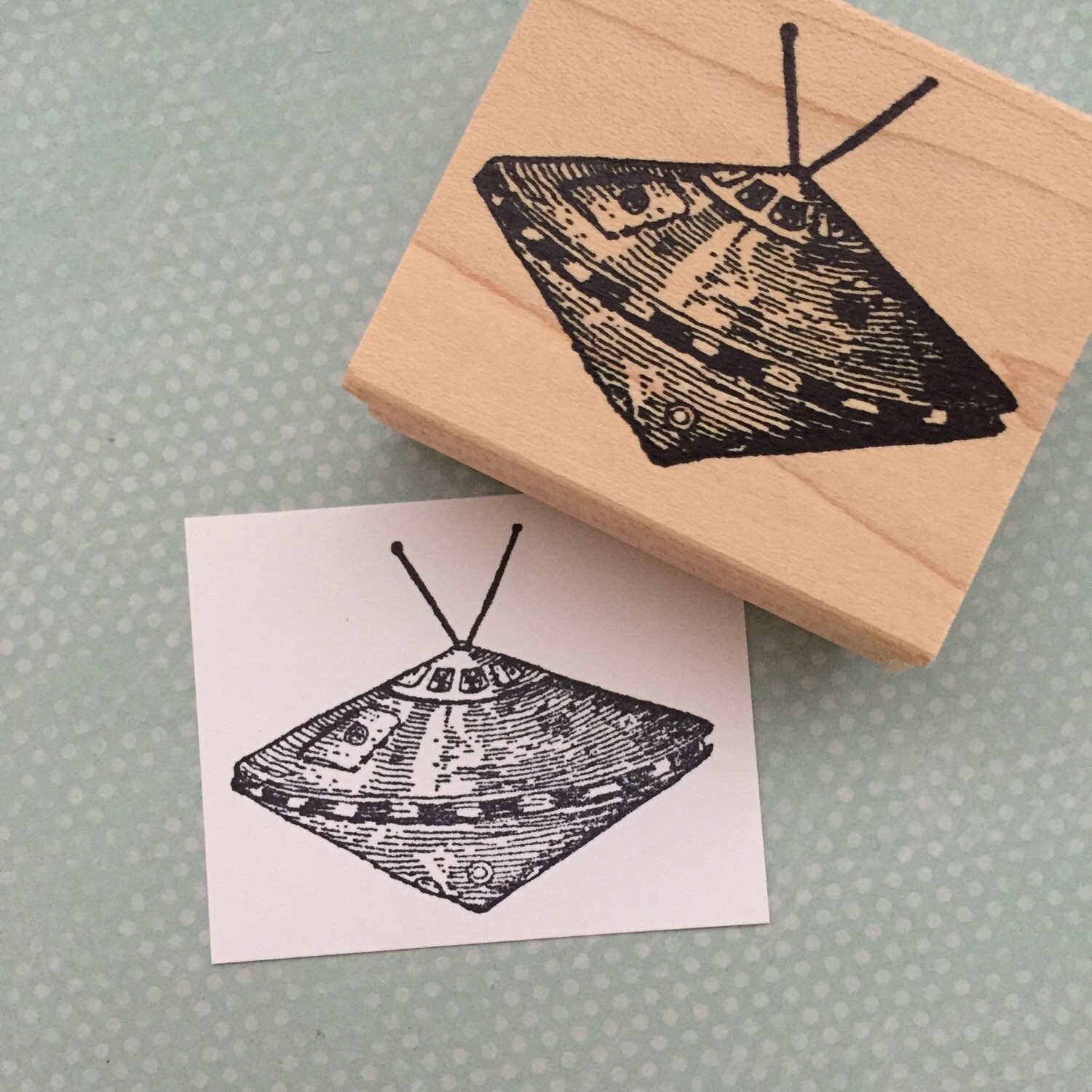 Flying Alien Spaceship Rubber Stamp 6443 - Etsy